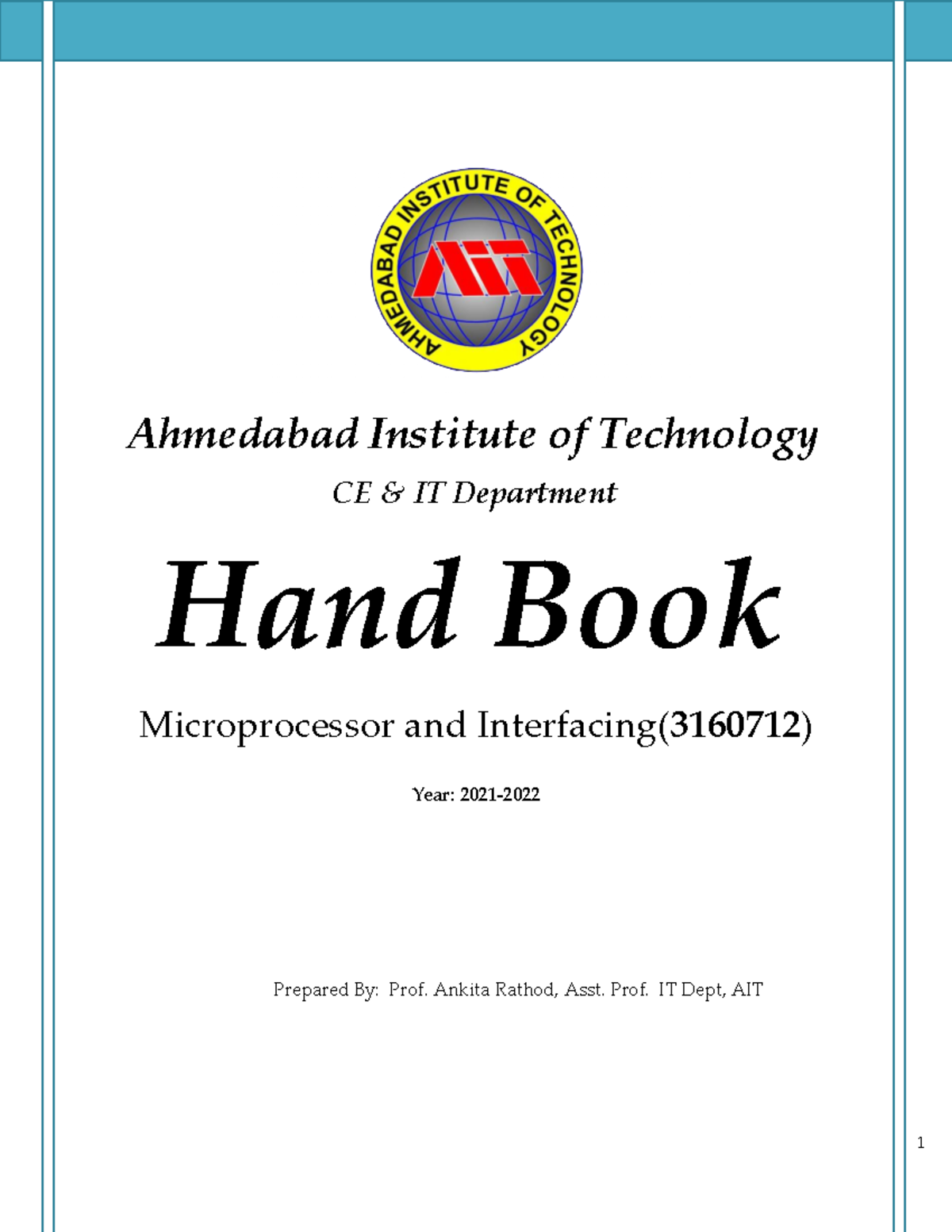 MPI Handbook - 1 Ahmedabad Institute of Technology CE & IT Department ...