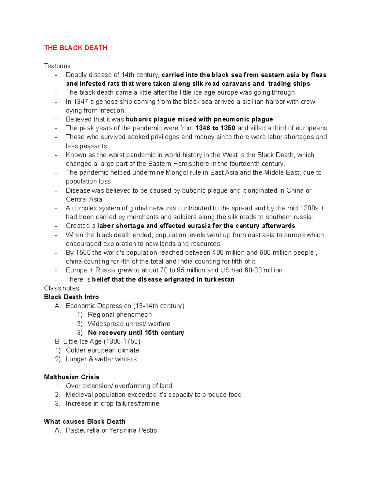 Black Death and course of outbreak on europe - THE BLACK DEATH Textbook ...