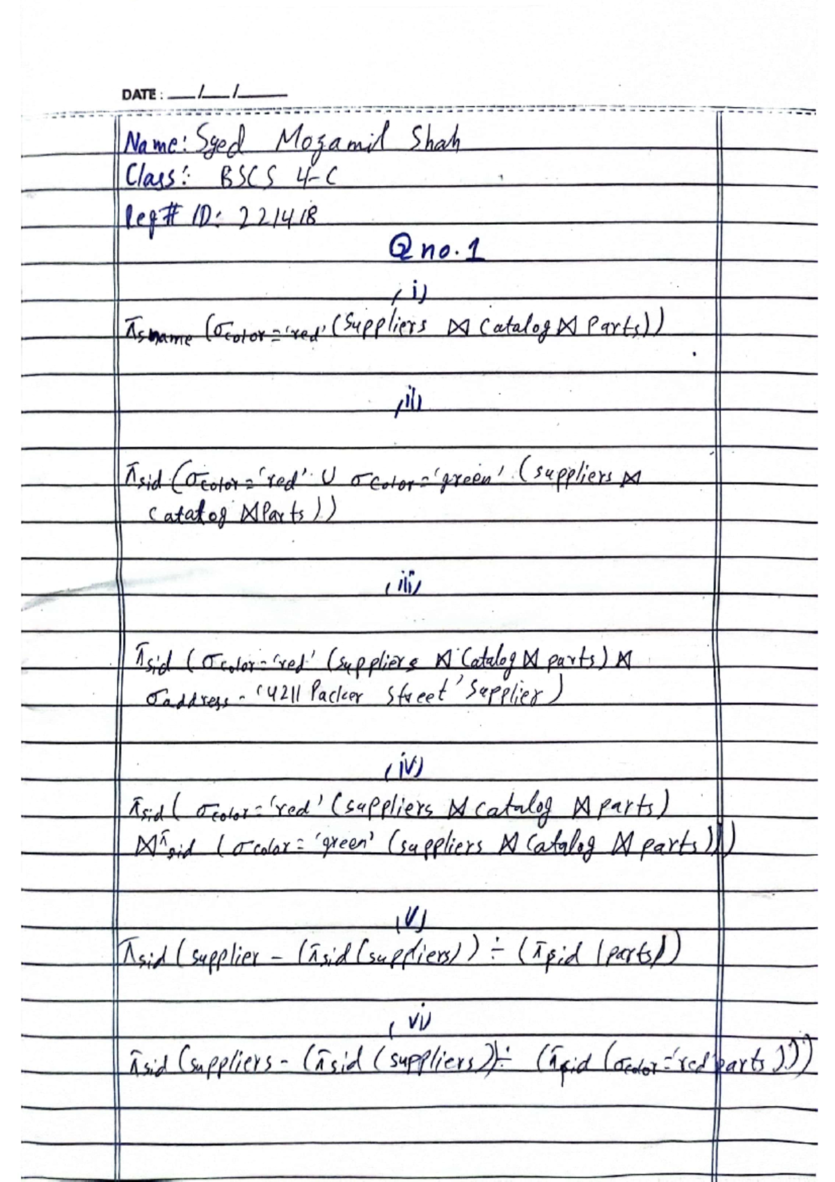 221418 Syed Mozamil Shah DB Assignment#3 - DataBase Managment System - Studocu