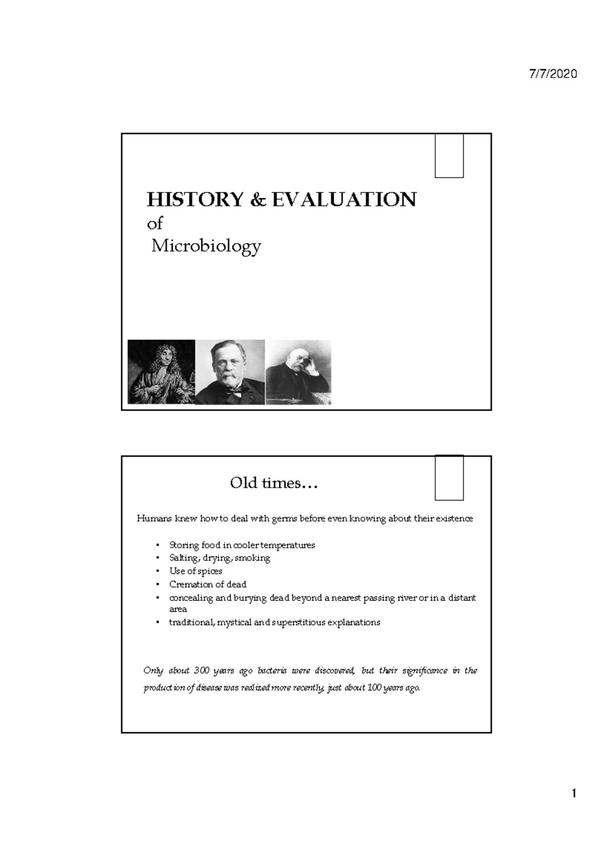 Micro History lecture - HISTORY & EVALUATION of Microbiology Old times ...