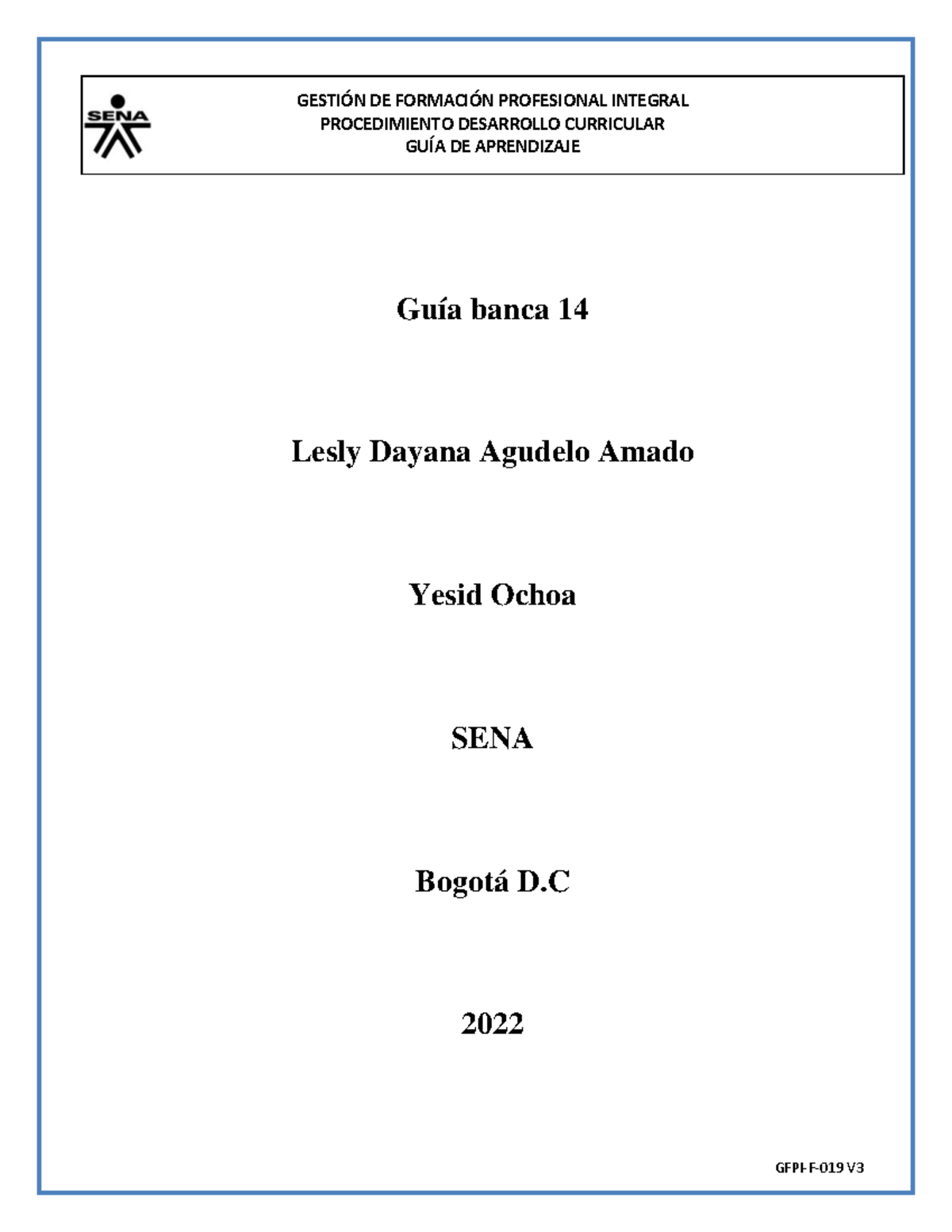 Solucion GUIA 14 - guía banca 14 sobre gestión bancaria - GESTI”N DE FORMACI”N PROFESIONAL ...
