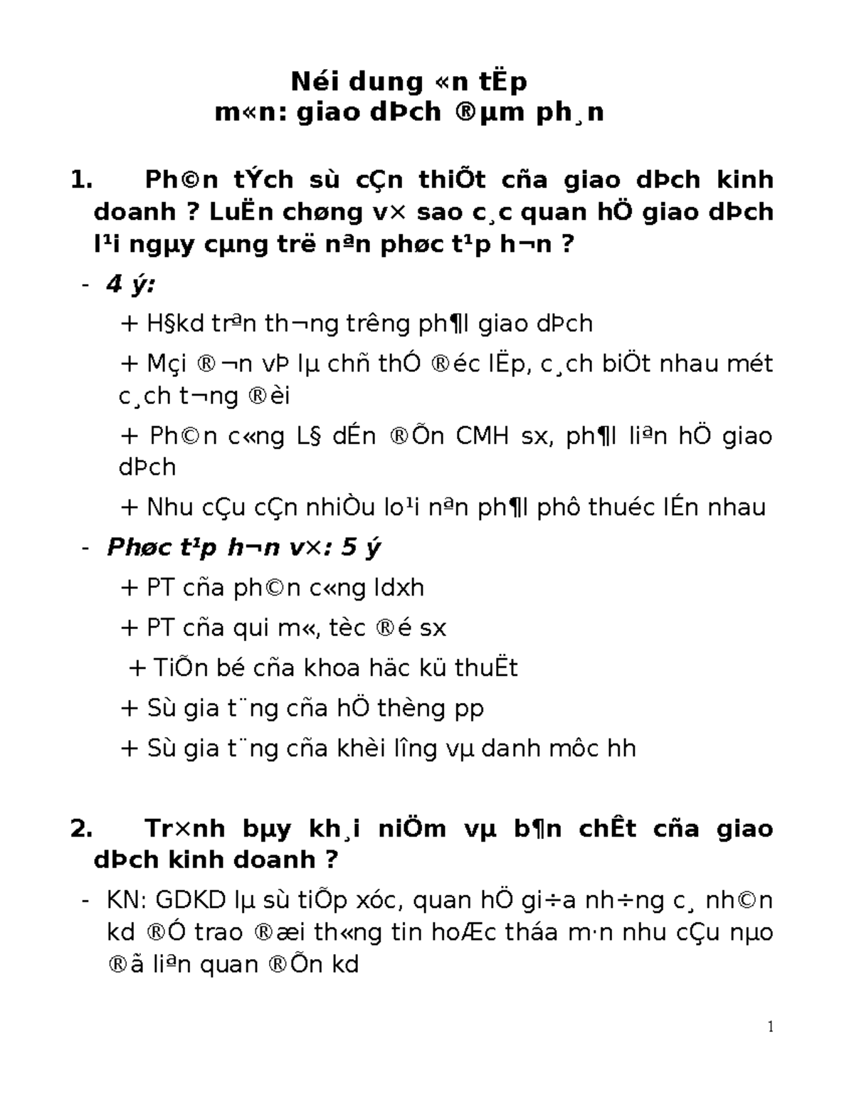 Cauhoi ontap va dapan GDDP - Néi dung «n tËp m«n: giao dÞch ®μm ph ̧n ...