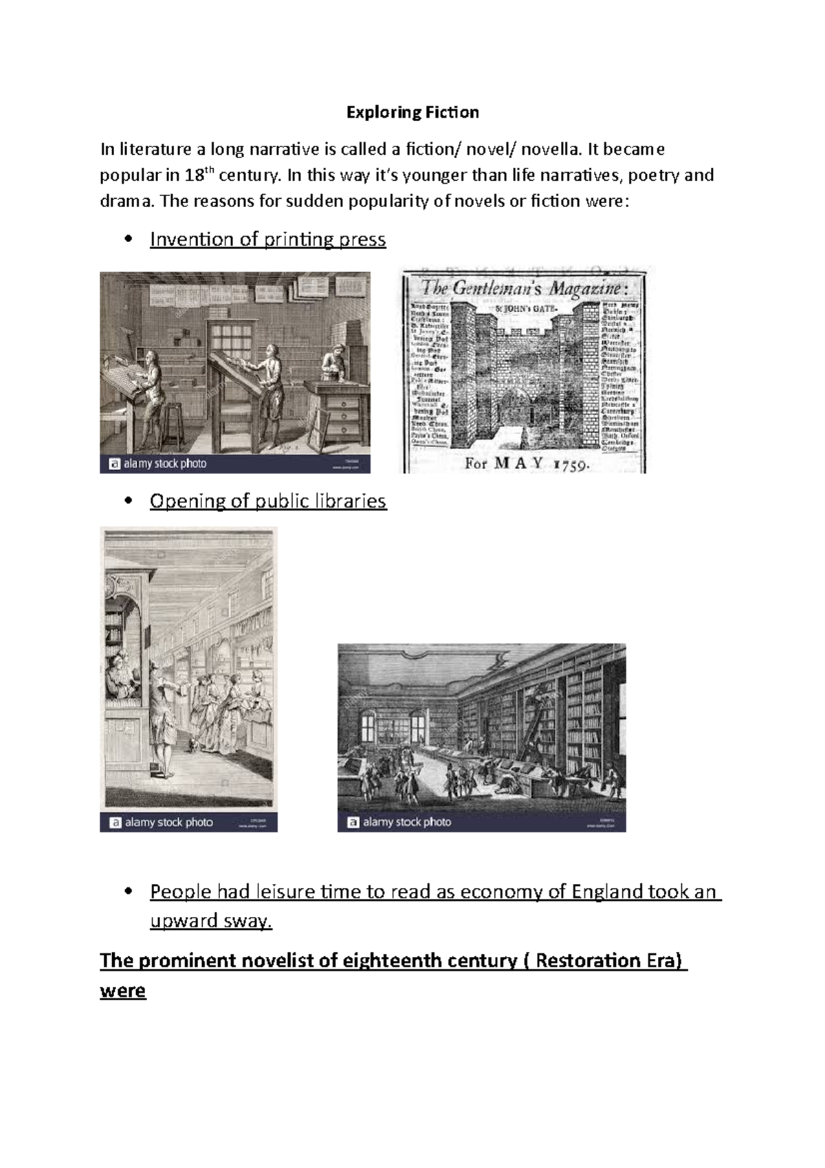 Exploring Fiction - It became popular in 18th century. In this way it’s ...