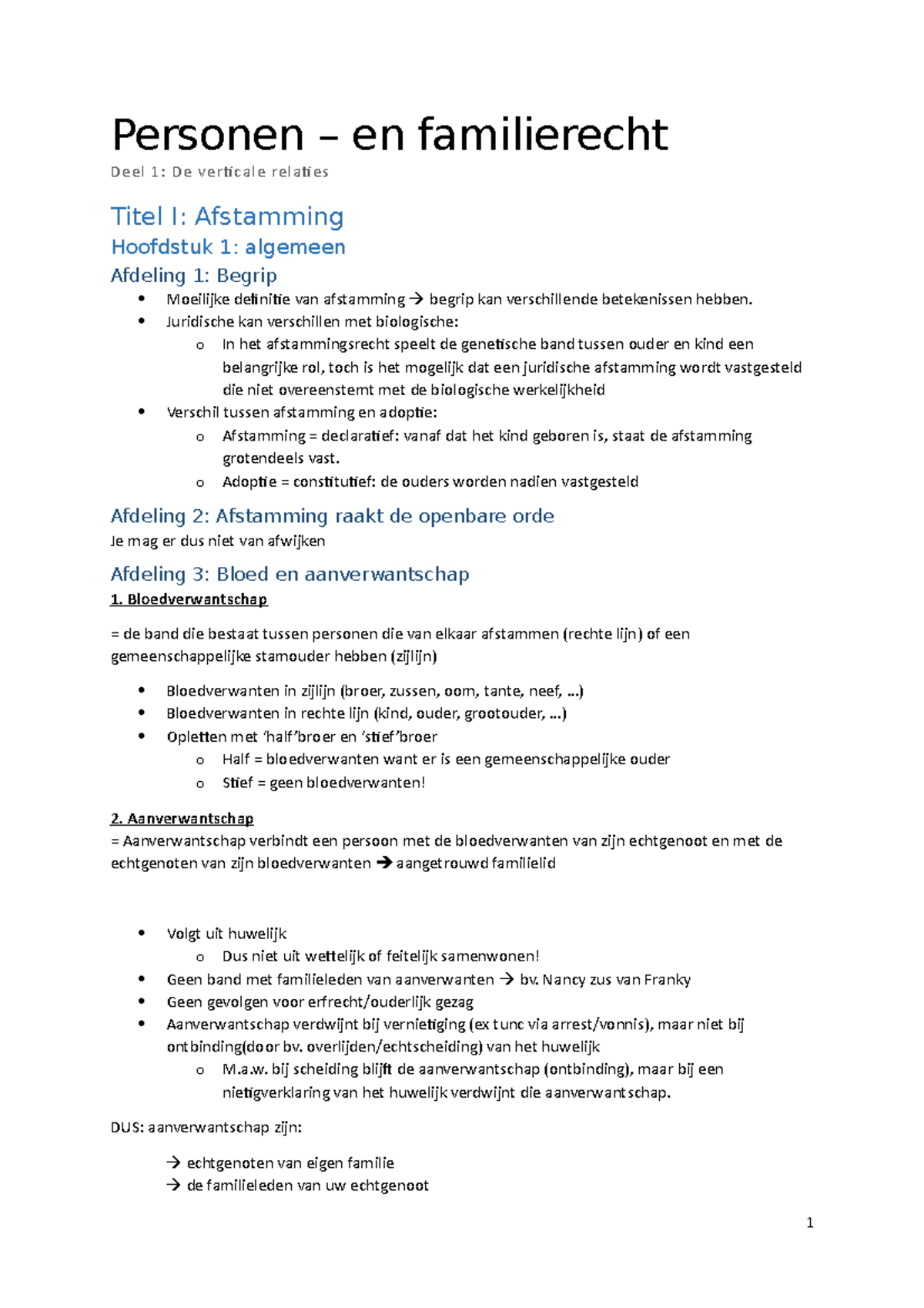 Samenvatting Handboek Belgisch Familierechtt compleet - Personen – en ...