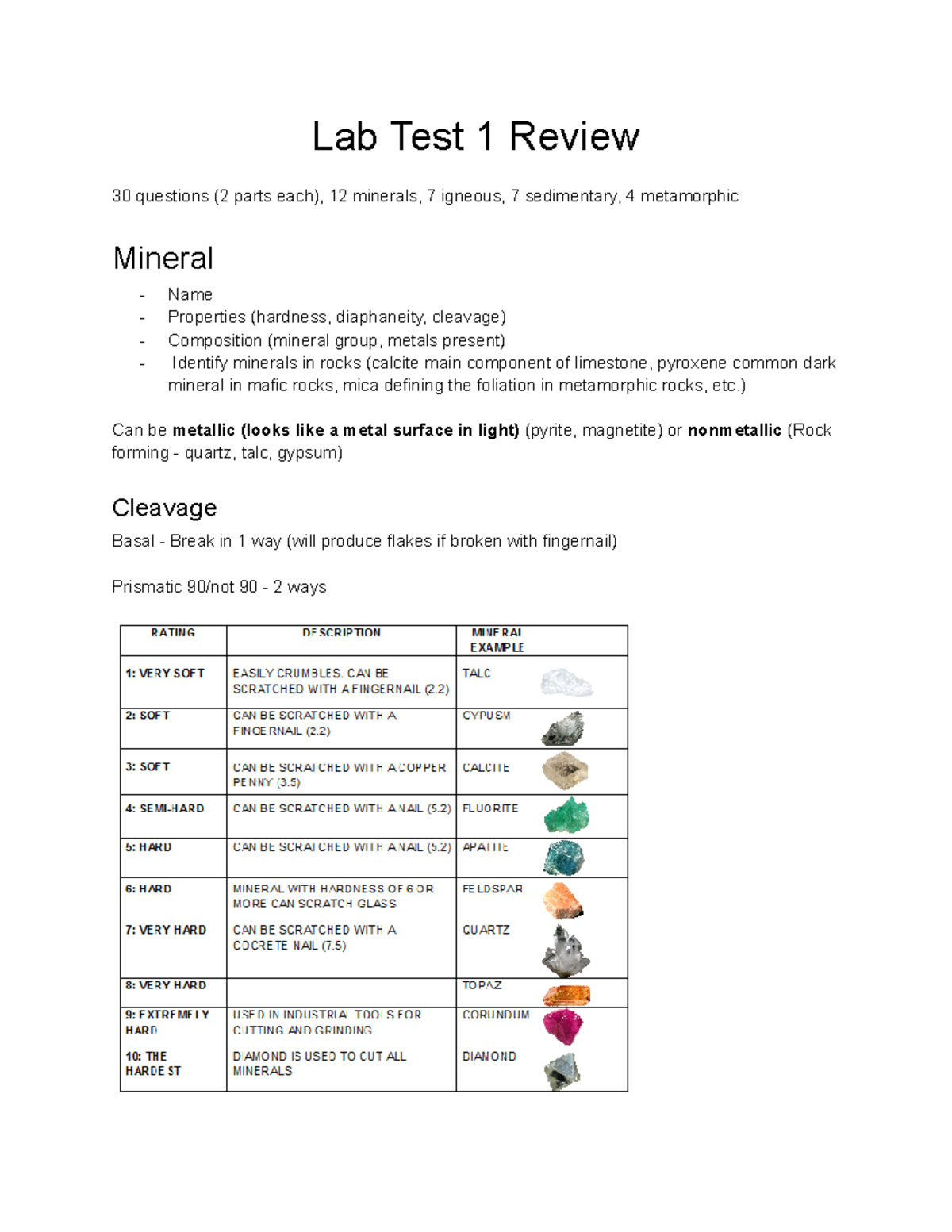 Lab Test 1 Review - lab test 1 notes - Lab Test 1 Review 30 questions ...