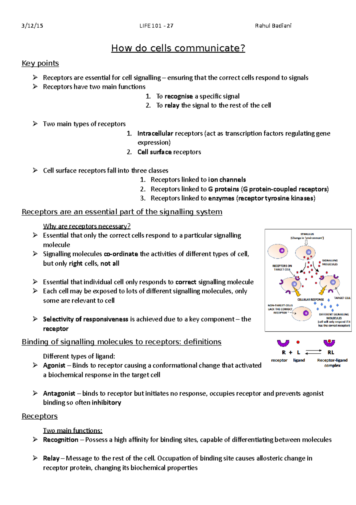 27 - How do cells communicate - How do cells communicate? Key points ...