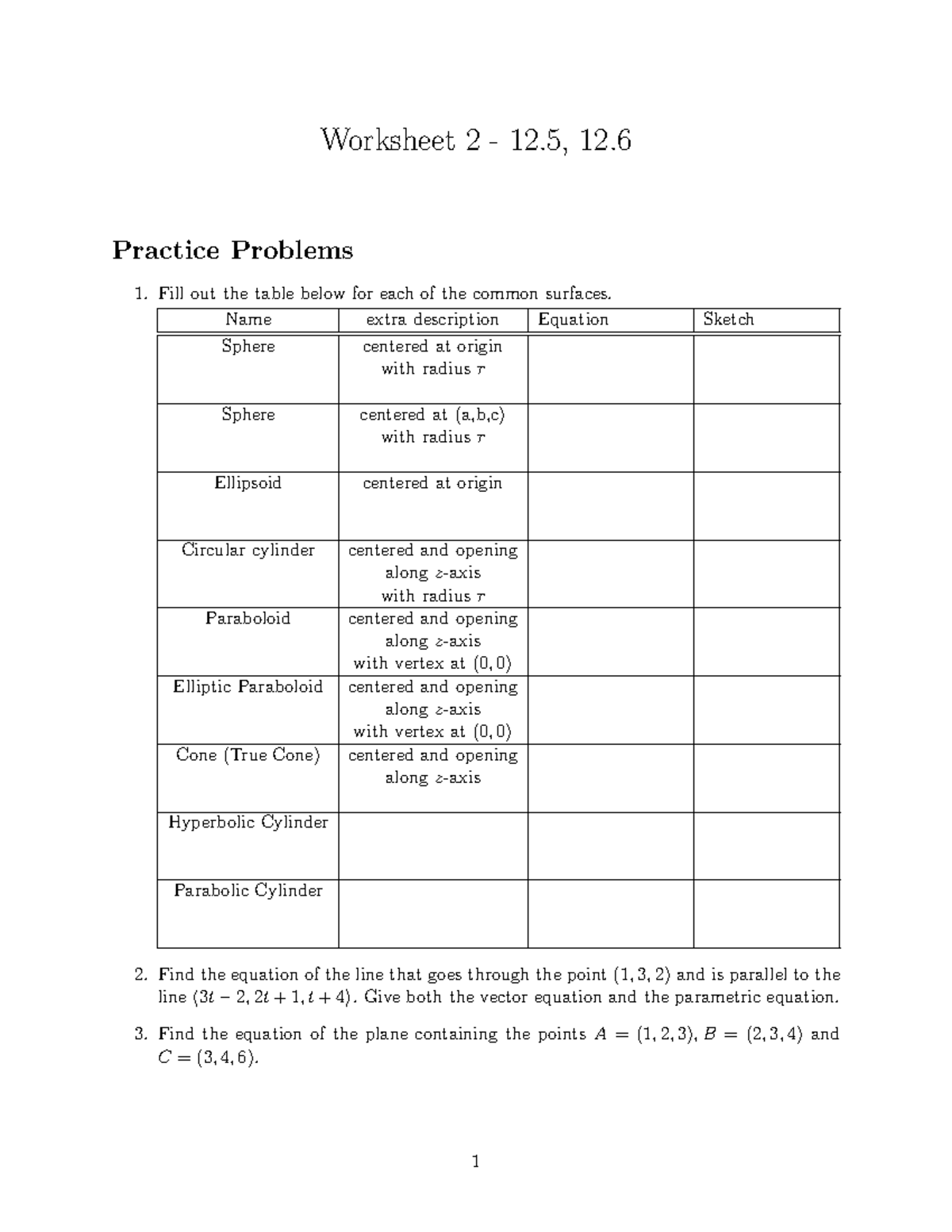 Worksheet 2F23Qs - Worksheet 2 - 12, 12. Practice Problems Fill out the ...