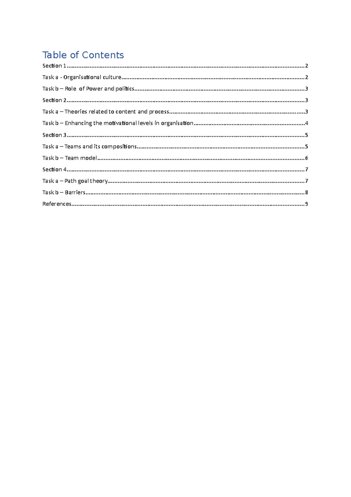 01.1 - OB - 160320 - Table of Contents Section - Studocu