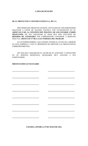 Formato Renuncia 2 - LUGAR_Y_FECHA.. - Presente. Por medio de la ...