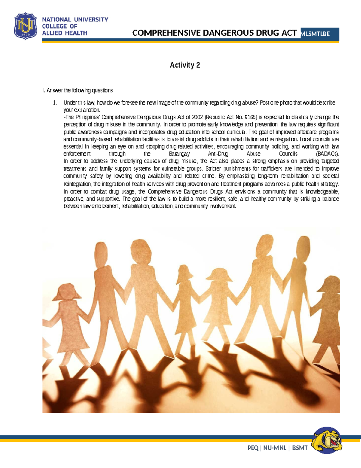 Mlsmtlbe Act 2 p - activities - COMPREHENSIVE DANGEROUS DRUG ACT PEQ ...