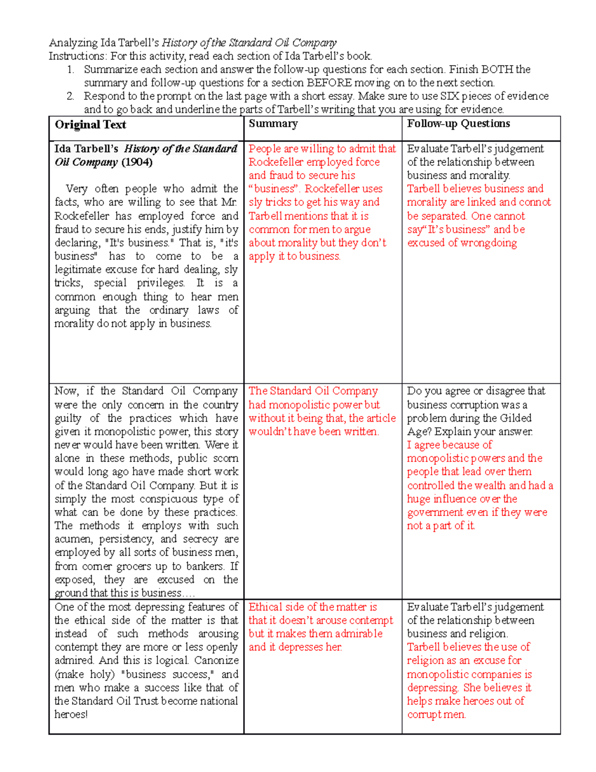 Ida Tarbell Primary Source Analysis - Analyzing Ida Tarbell’s History ...