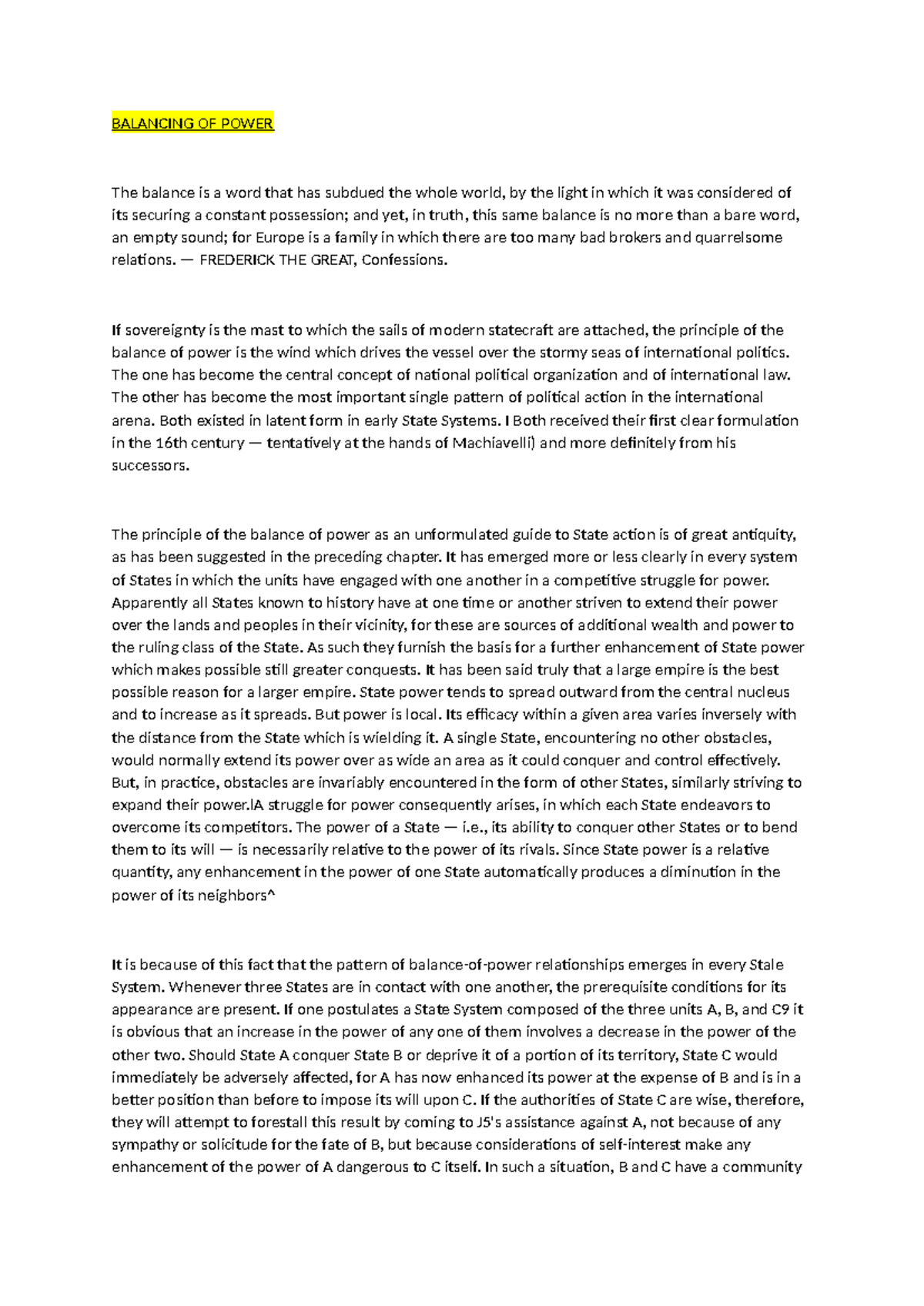 Balancing OF Power - BALANCING OF POWER The balance is a word that has ...