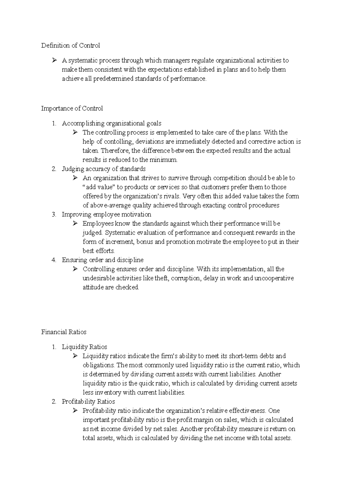 MGT Control - Contol - Definition of Control A systematic process ...