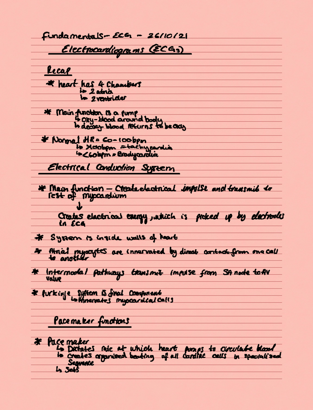 Note 26 Oct 2021 - Paramedic science class notes - fundamentals ECG ...