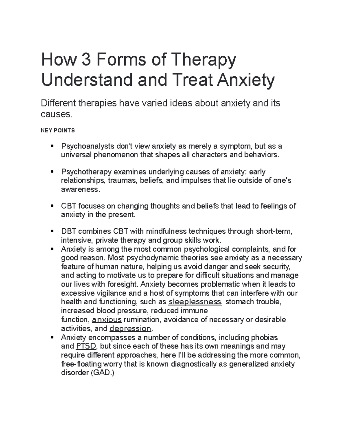 How 3 Forms of Therapy Understand and Treat Anxiety - How 3 Forms of ...