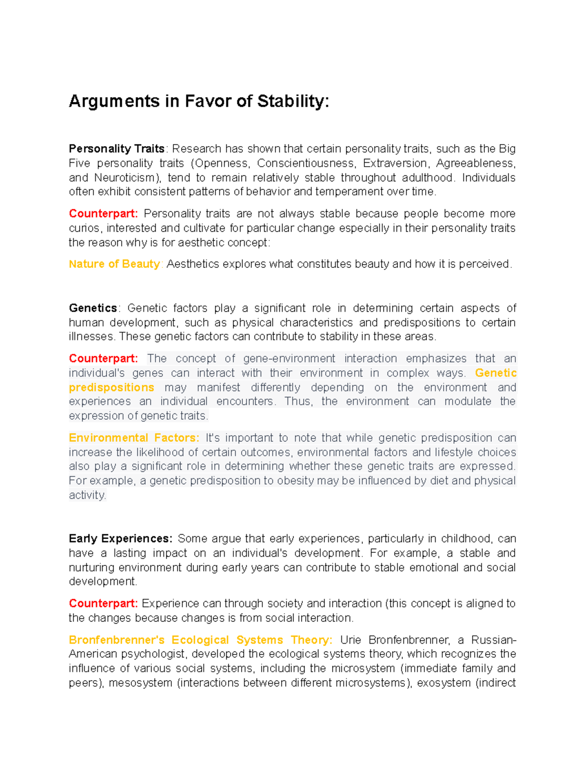 Arguments in Favor of Stability - Arguments in Favor of Stability ...