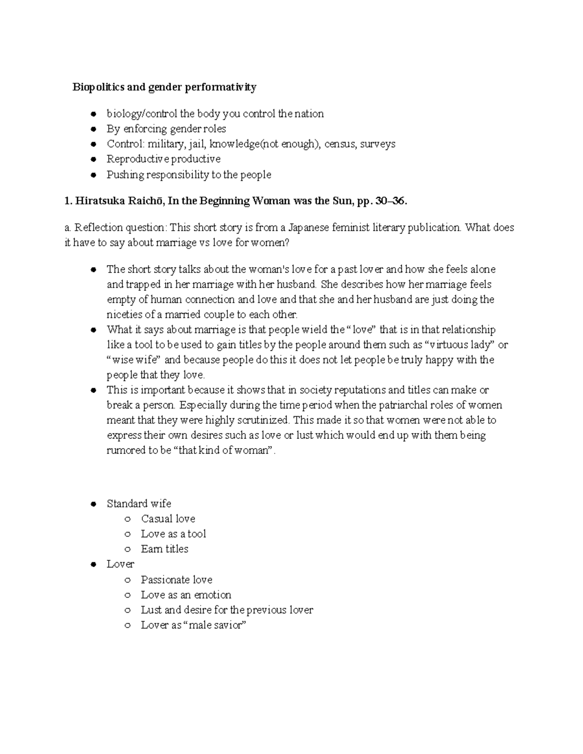 EAMS week3 - worksheet - Biopolitics and gender performativity biology ...