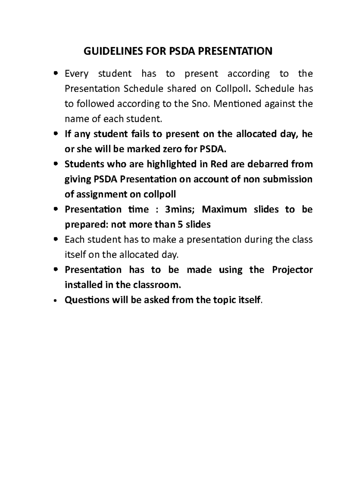 Presentation Guidelines - GUIDELINES FOR PSDA PRESENTATION Every ...