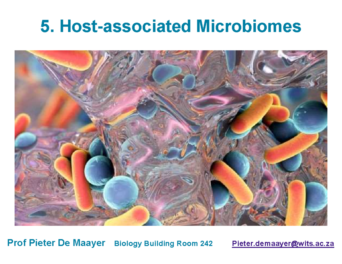 Mcbg2039 Lecture 5 Host Associated Microbiomes 5 Host Associated Microbiomes Prof Pieter De