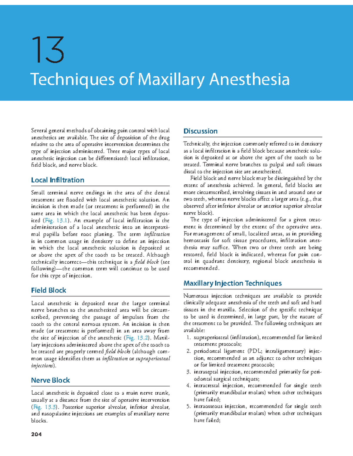 A Techniques OF Regional Anesthesia - ####### 204 13 Techniques of ...