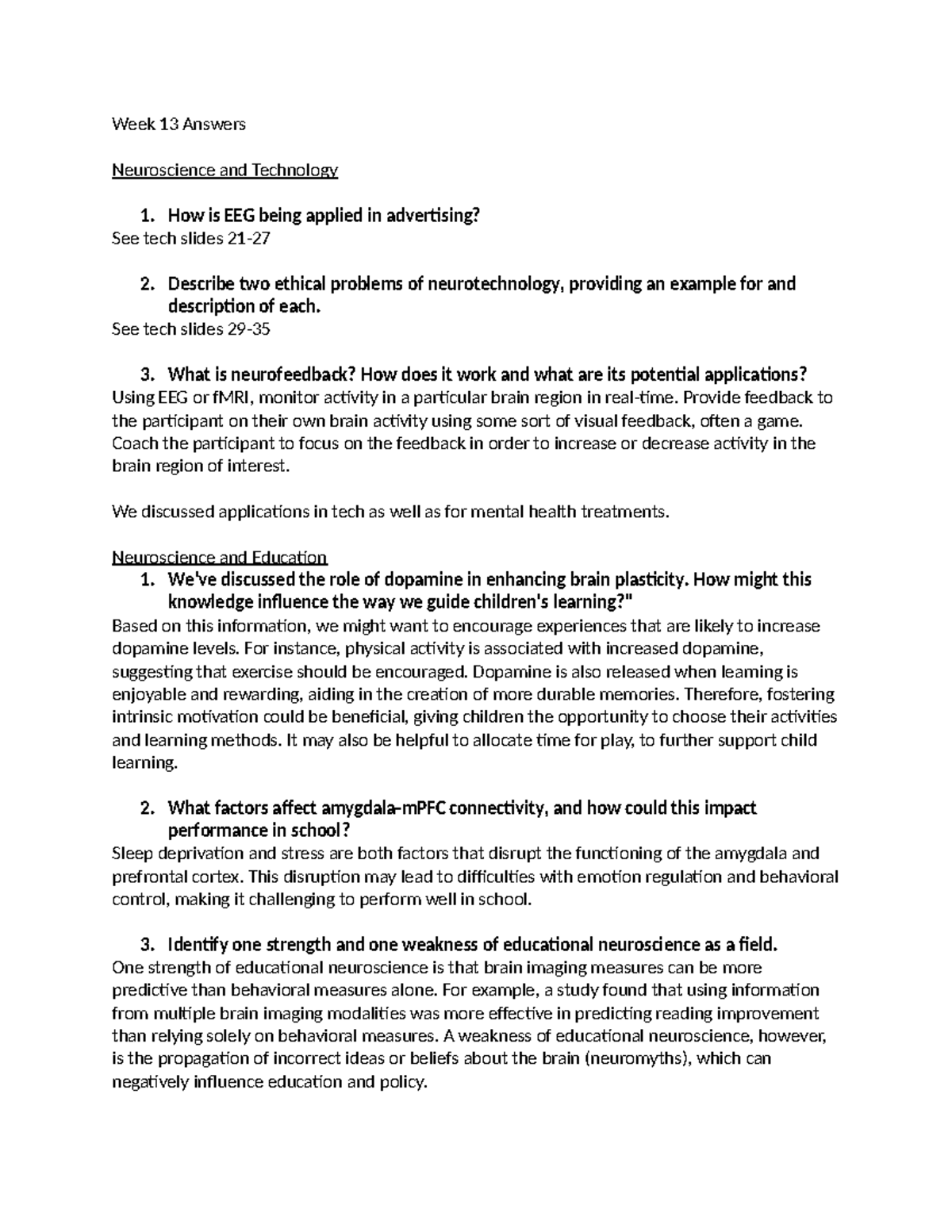Week 13 Answers - Solutions to weekly study questions - Week 13 Answers ...