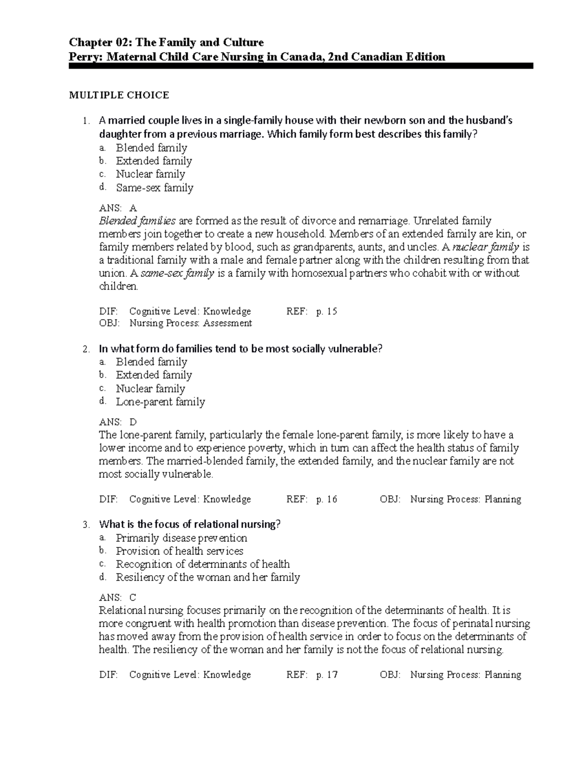 Chapter 2 mat child - Chapter 02: The Family and Culture Perry ...