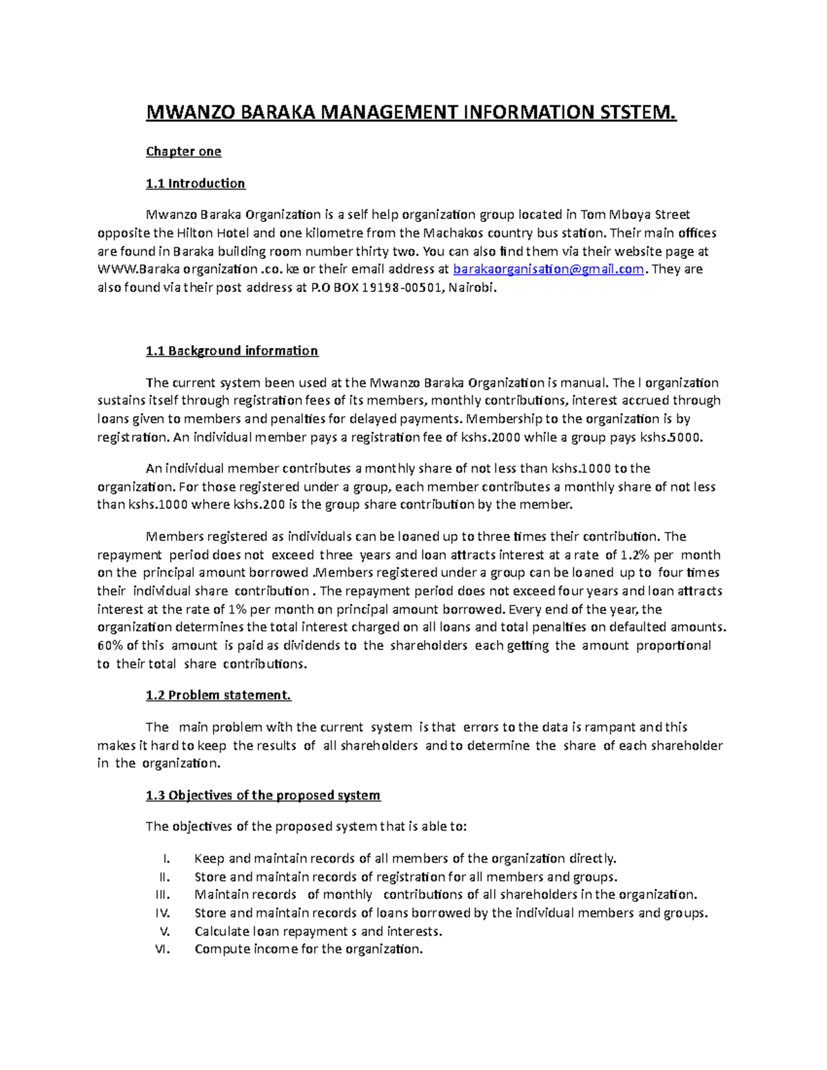 Mwanzo Baraka Management Information System - MWANZO BARAKA MANAGEMENT ...
