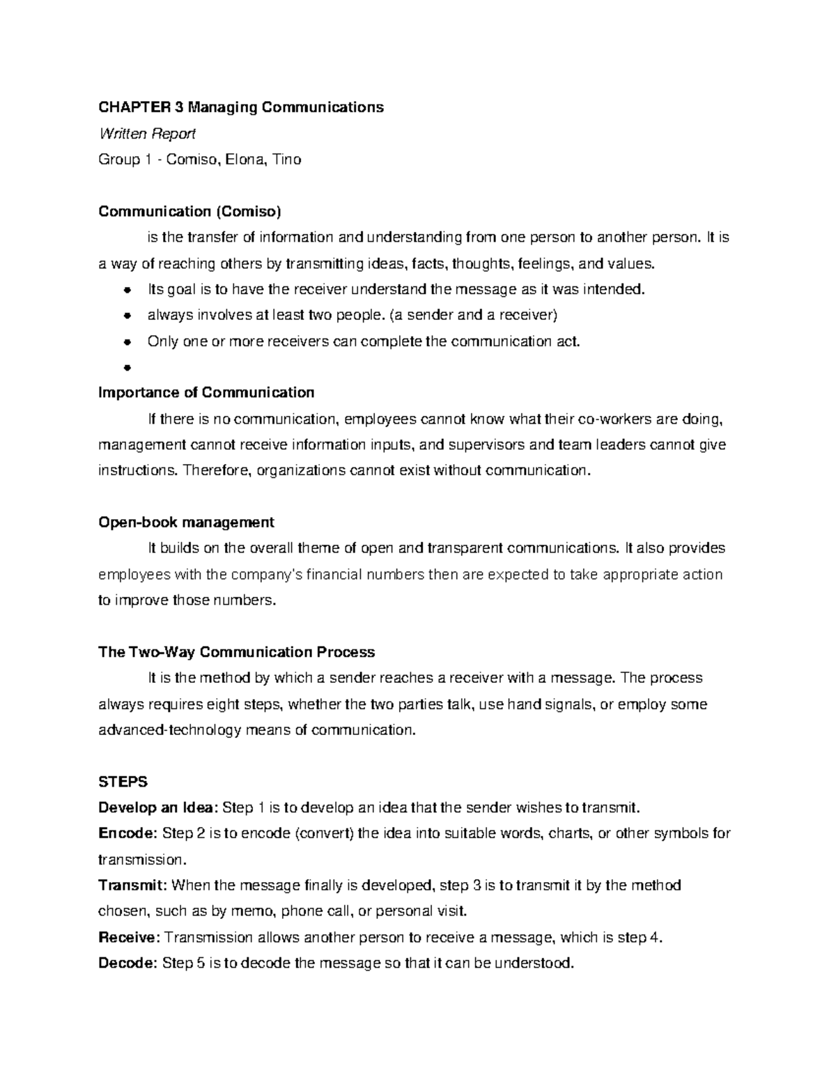 Chapter 3 Managing Communications - CHAPTER 3 Managing Communications ...
