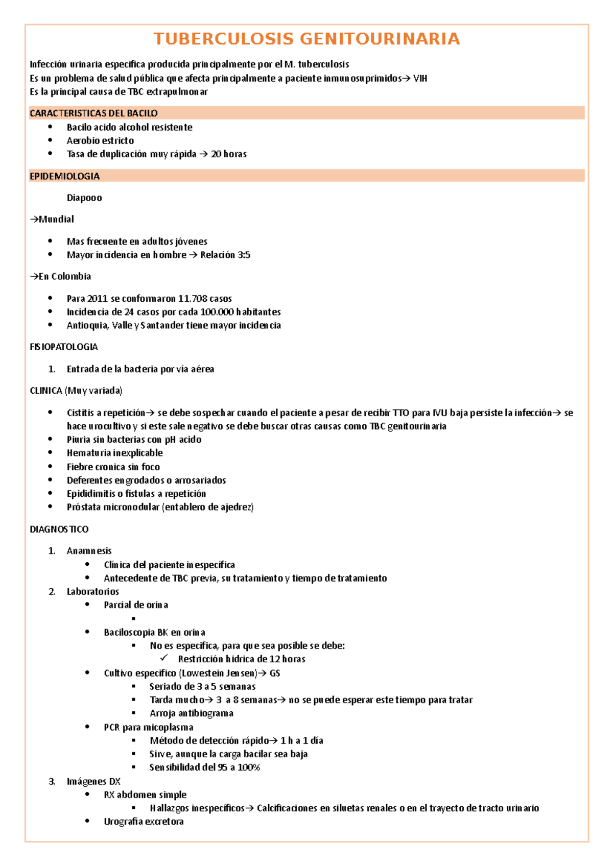 TBC Genitourinaria - TUBERCULOSIS GENITOURINARIA Infección urinaria ...