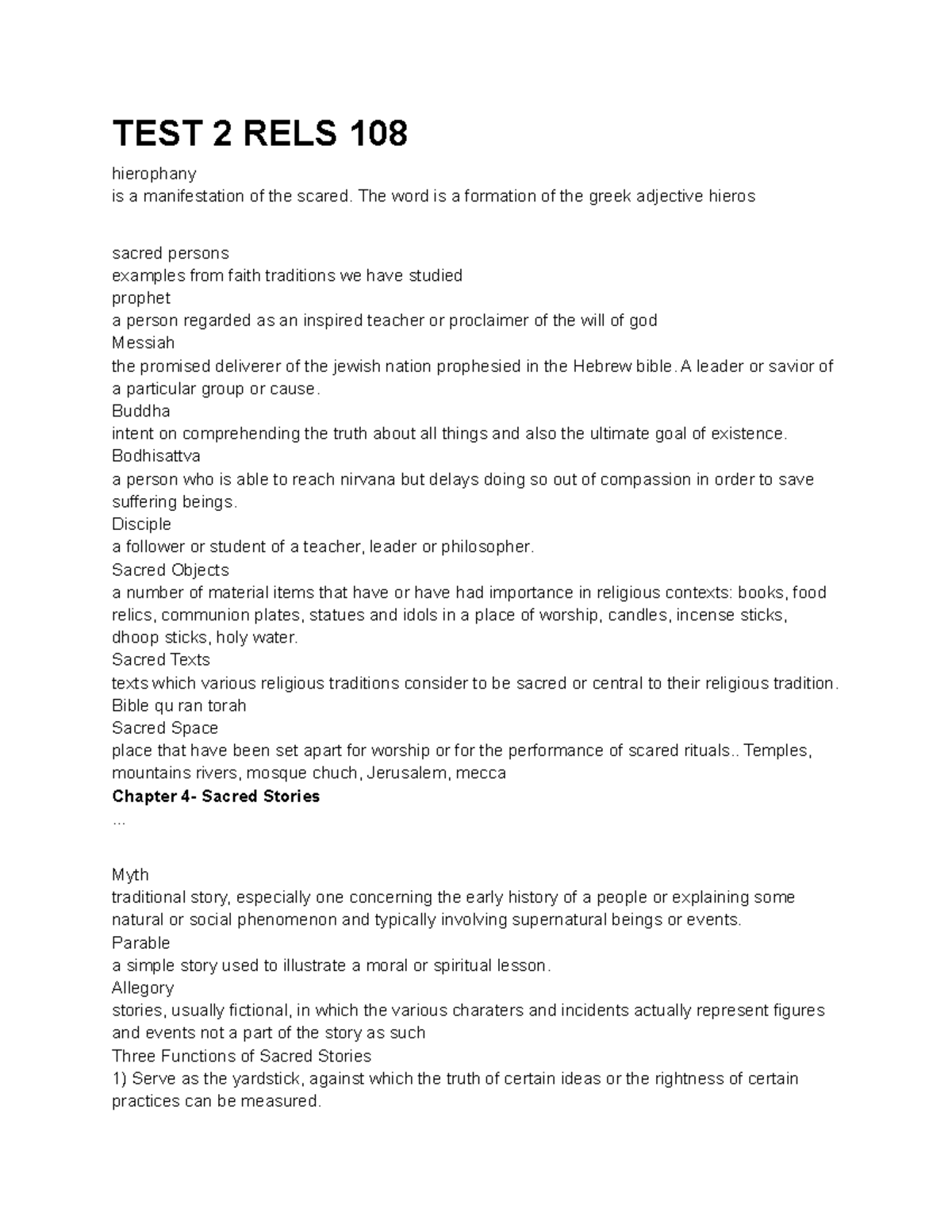 TEST 2 RELS 108 - Definitions and questions to Vcu RELS 108 TEST 2 ...