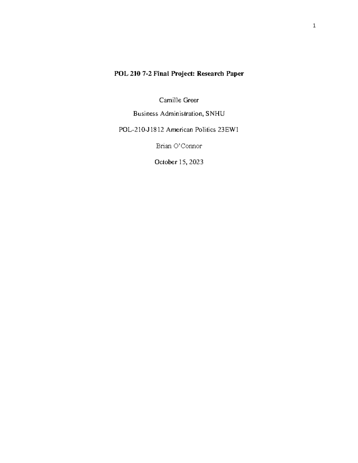 POL 210 7-2 Final Project Research Paper - POL 210 7 - 2 Final Project ...