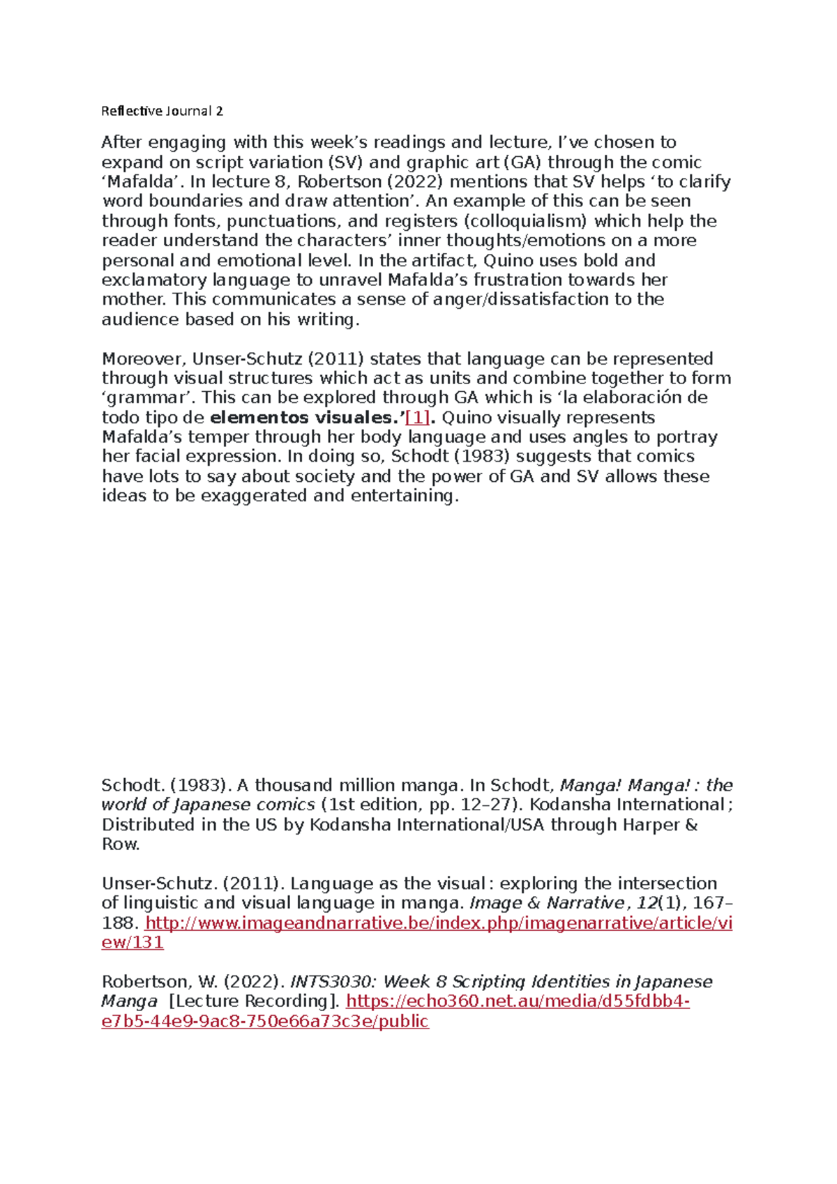 Reflective Journal 2 - Detailed reflection - Reflective Journal 2 After ...