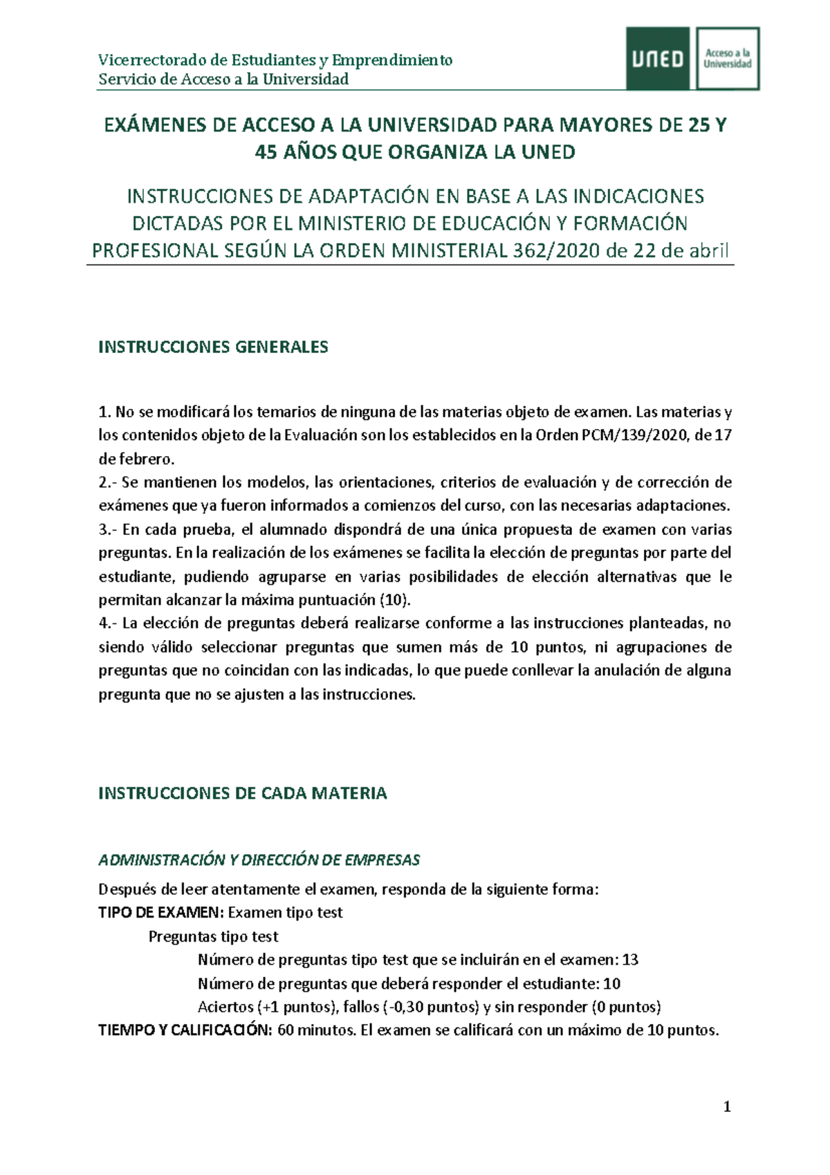 Mod examenes acceso mayores 25 45 2020 - Servicio de Acceso a la ...
