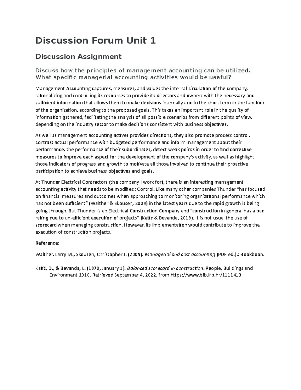 0. Discussion Forum Unit 1 - Discussion Forum Unit 1 Discussion ...