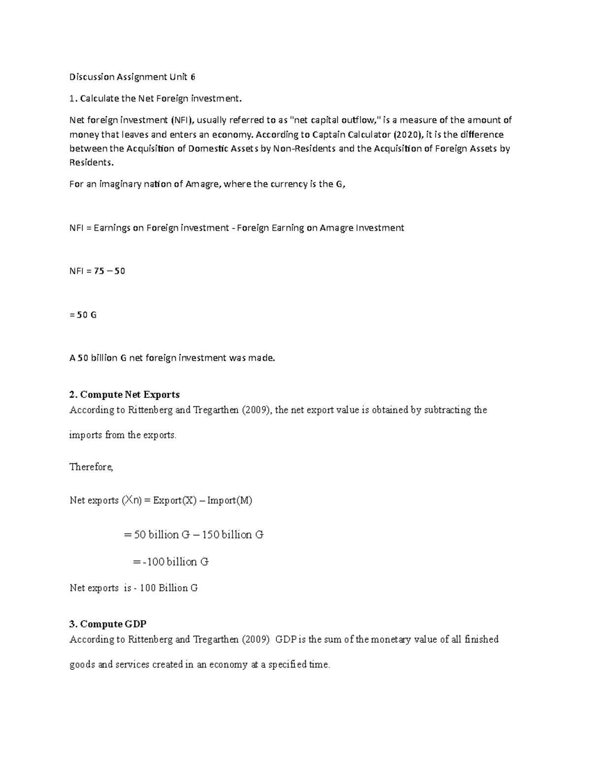 Discussion Assignment unit 6 intro to economics - Discussion Assignment ...
