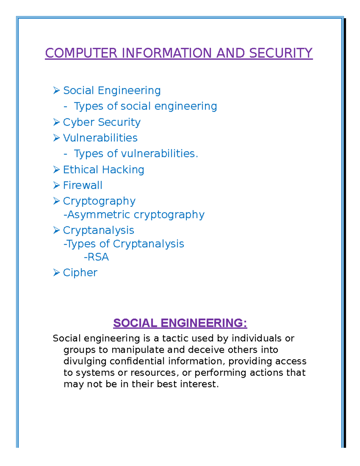 CIS Finals - notes - COMPUTER INFORMATION AND SECURITY Social ...