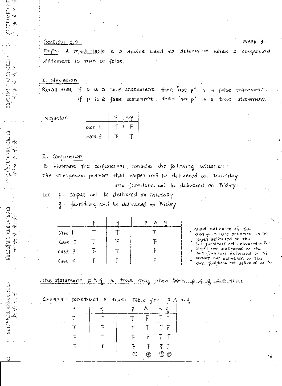 Lecture notes MA115 Truth Tables I - SeLtlon Weer. 3, A trvtth ...