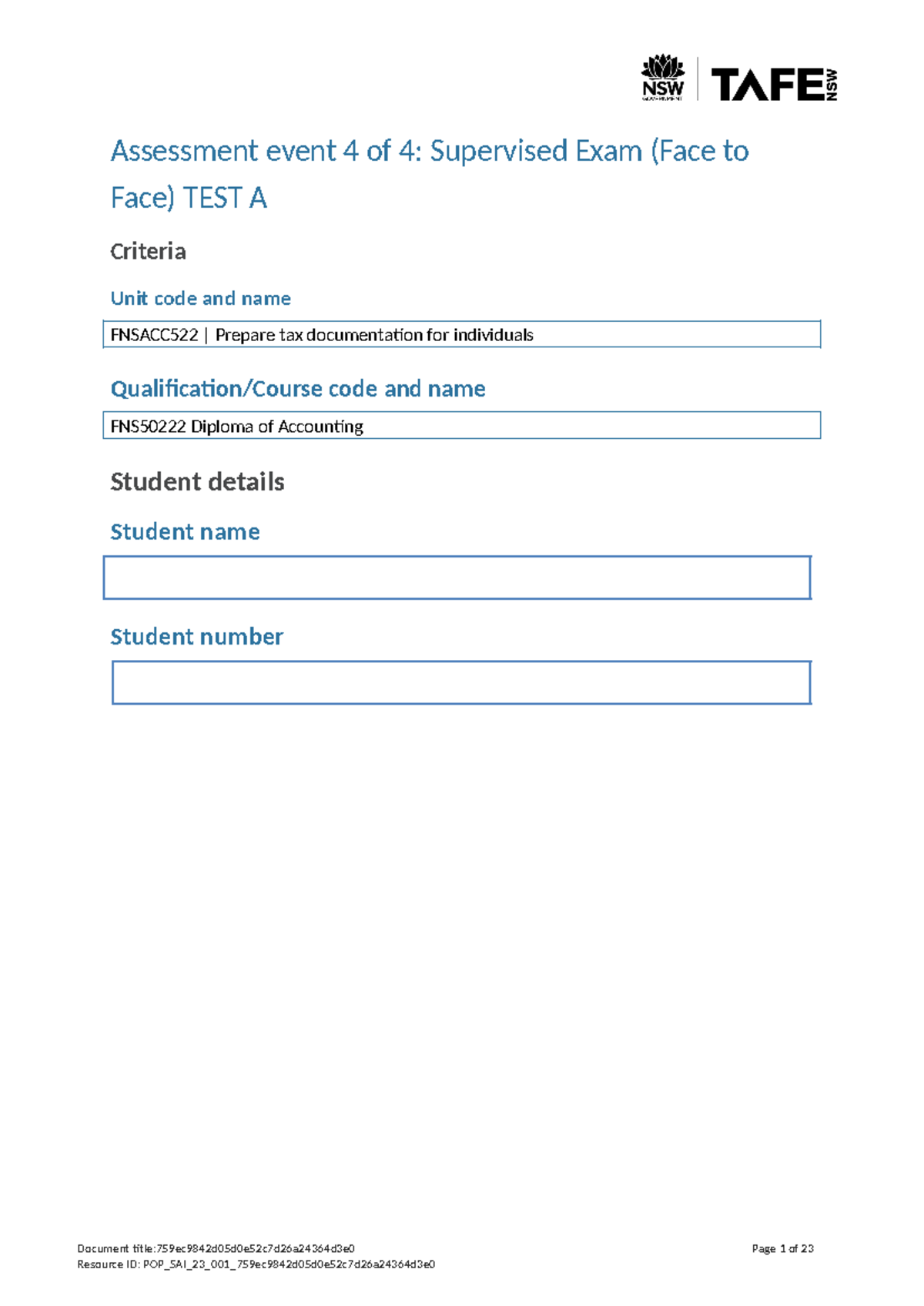 Fnsacc 522 AE Sk4of4Supervised F 2F TEST A - Assessment event 4 of 4 ...