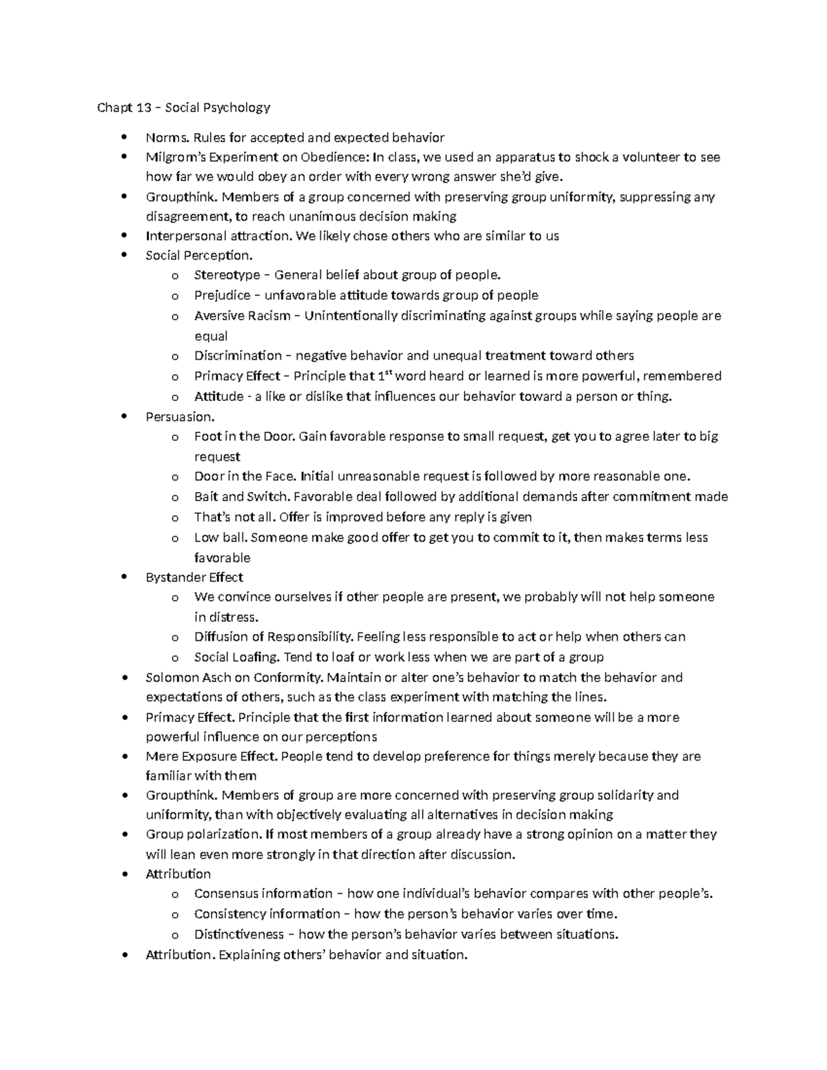 Final Exam Review Sheet. 2002 3 - Chapt 13 – Social Psychology Norms ...