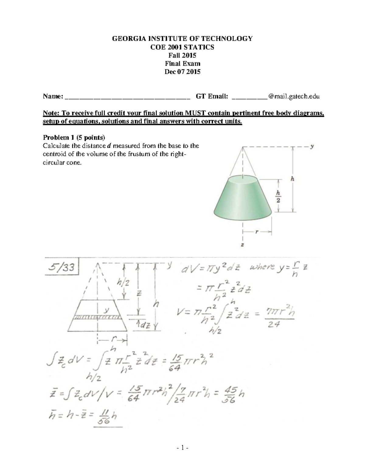 Final-2 - Exam Practice - GEORGIA INSTITUTE OF TECHNOLOGY COE 2001 ...