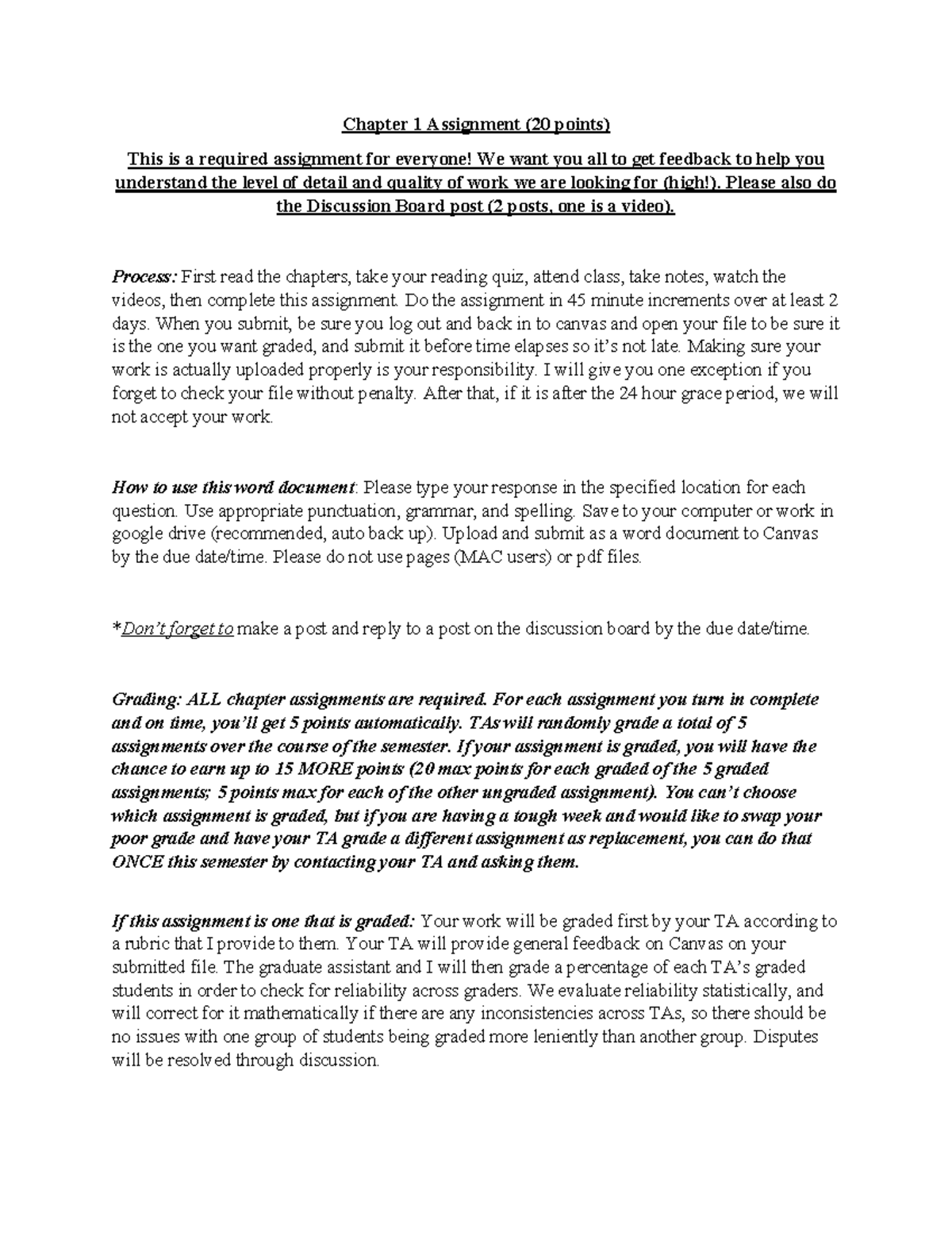 Chapter 1 assignment psyc - Chapter 1 Assignment ( 20 points) This is a required assignment for ...