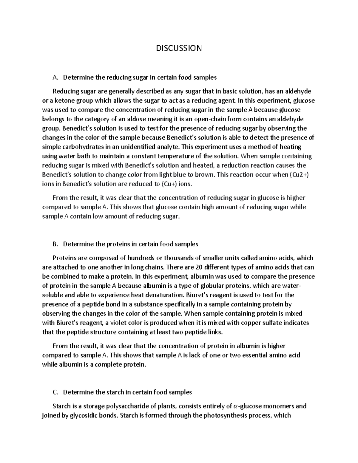 Lab report biology - discussion pdf - DISCUSSION A. Determine the ...