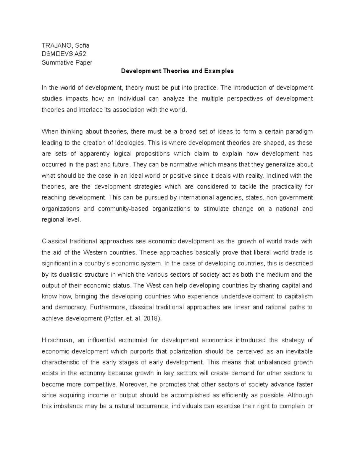 Development Theories and Examples - TRAJANO, Sofia DSMDEVS A Summative ...