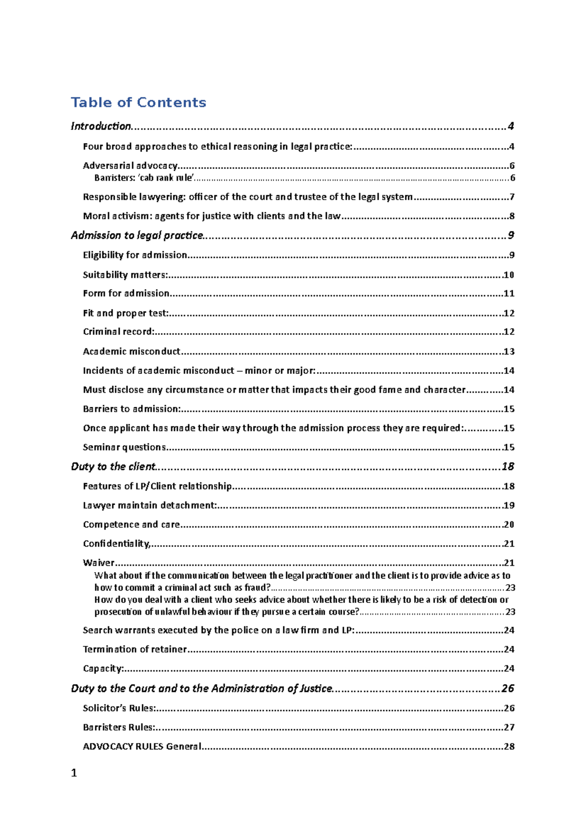 EXAM Notes - Table of Contents - Studocu