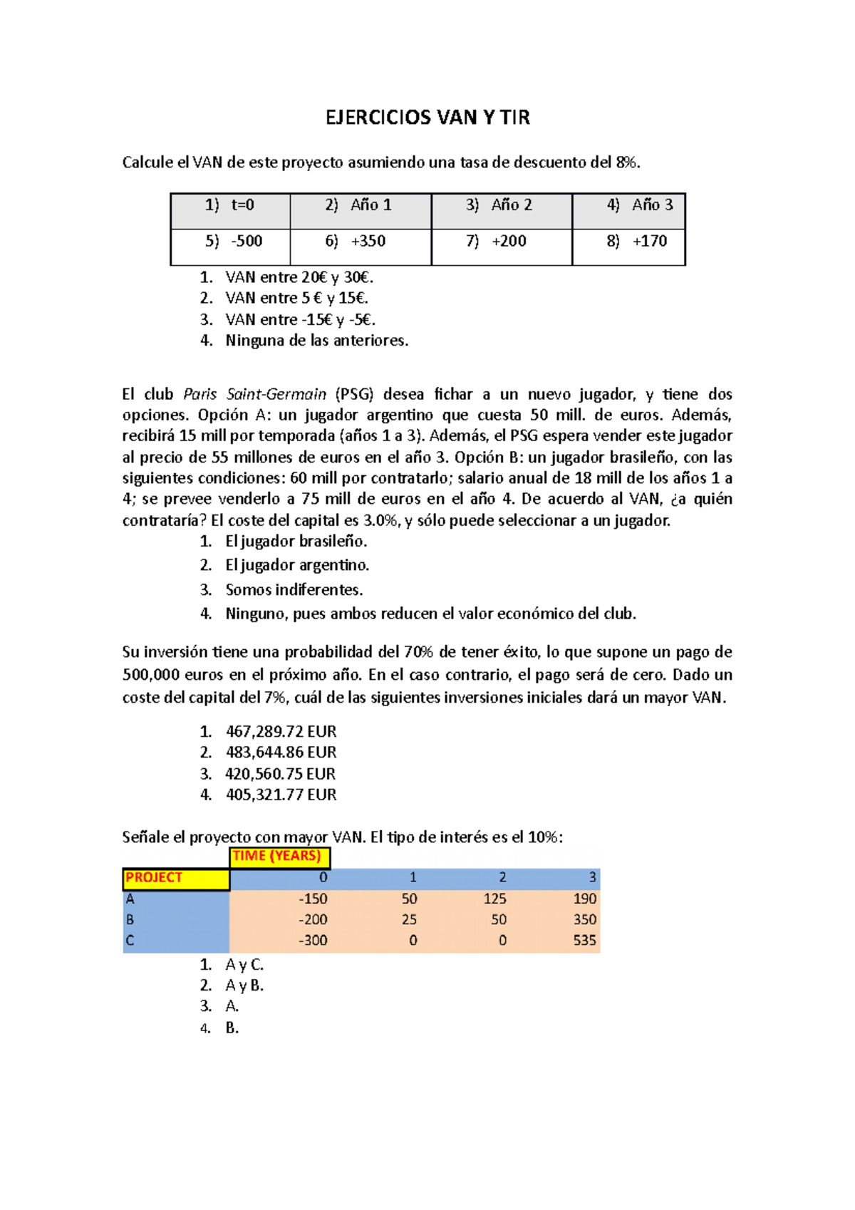 Ejercicios VAN Y TIR b0eb67d5ed3e22186 df91f922095 d449 - EJERCICIOS VAN Y TIR Calcule el VAN de ...