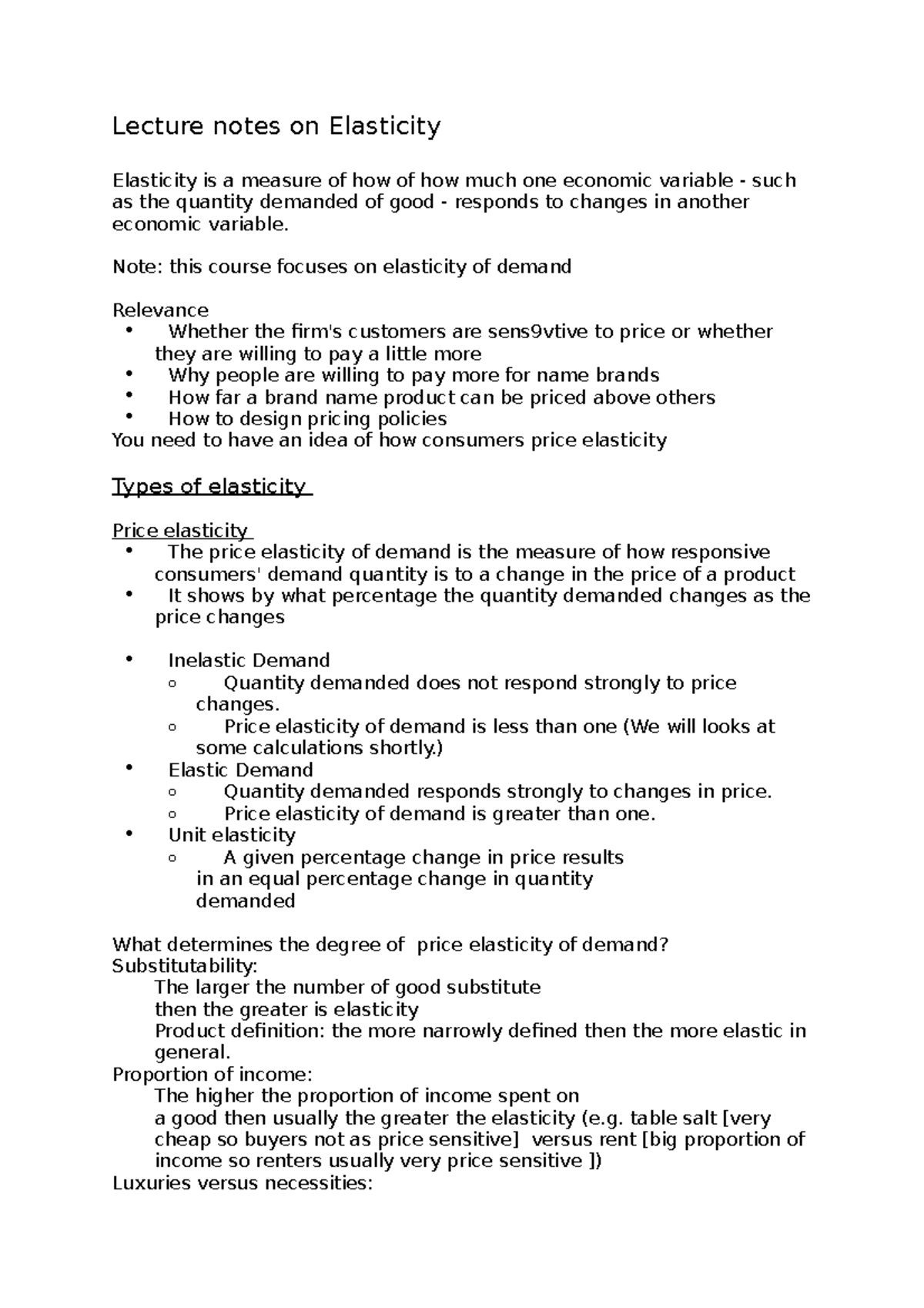 Lecture notes on Elasticity - Lecture notes on Elasticity Elasticity is ...