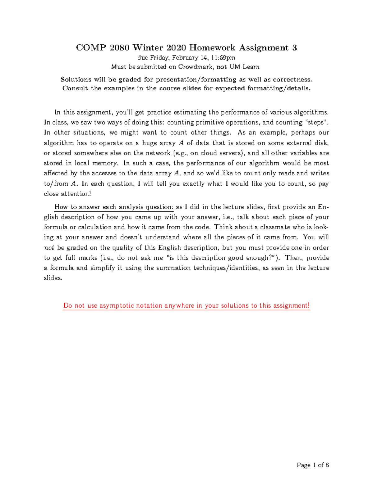 Assignment 3-Questions - COMP 2080 Winter 2020 Homework Assignment 3 ...