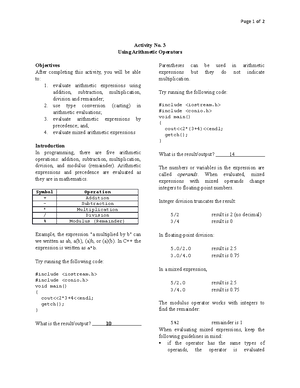 Identifying Basic Elements of a C++ Program - Page 1 of 3 Laboratory No. 1 Identifying Basic ...