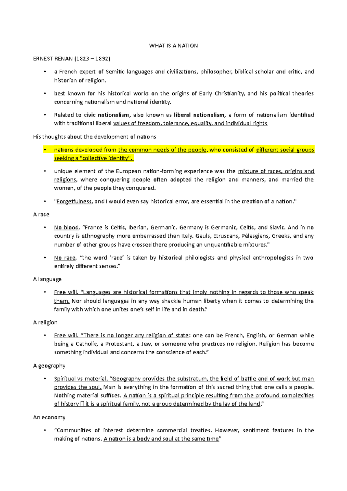 Lecture- Notes introduction - WHAT IS A NATION ERNEST RENAN (1823 ...