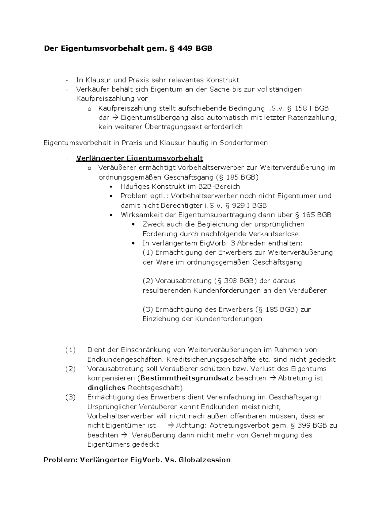 Stunde 3 - Eigentumsvorbehalt - Der Eigentumsvorbehalt gem. 449 BGB In ...